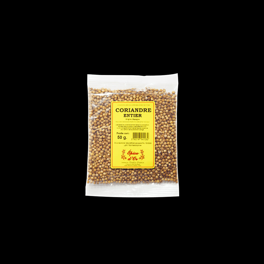 Coriandre entière 50g - Achats, utilisations et bienfaits, épices d'or ...