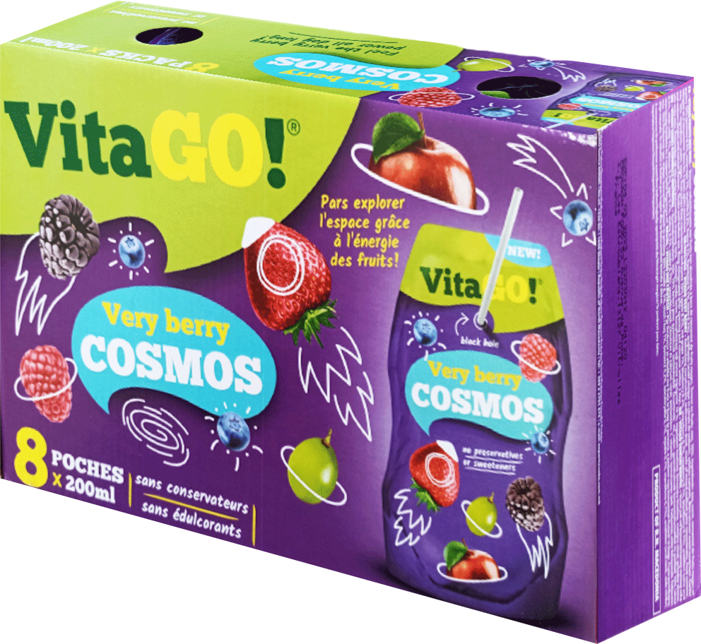 Boisson aux fruits VitaGO Very berry Cosmos Carton x8 poches 20cl ...