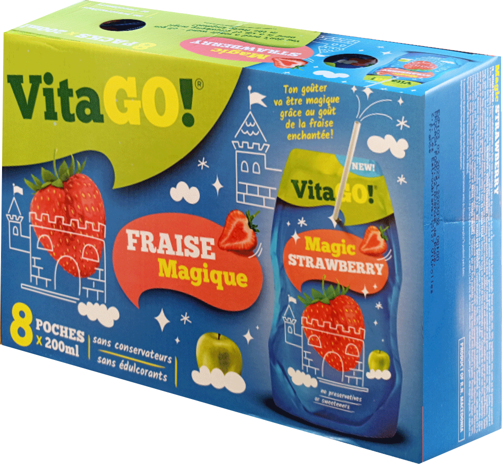 Boisson aux fruits VitaGO Fraise Magique Carton x8 poches 20cl – Panier ...