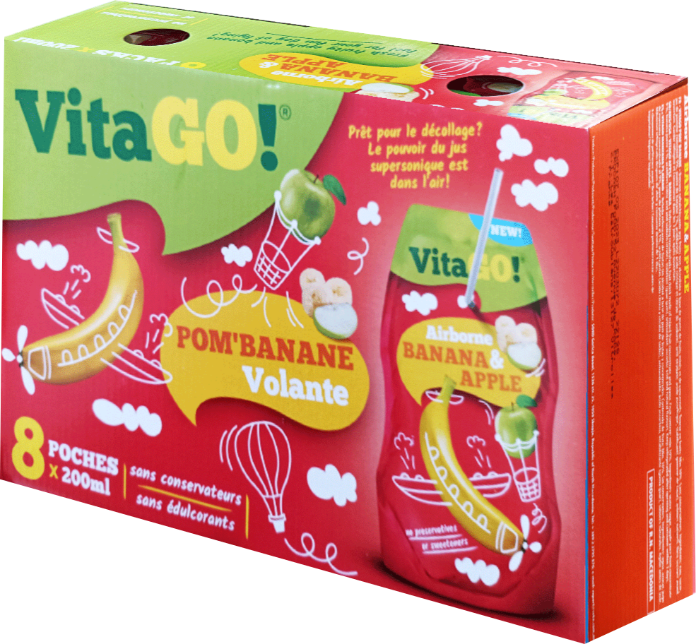 Boisson aux fruits VitaGO Pom’Banane Carton x8 poches 20cl – Panier d ...